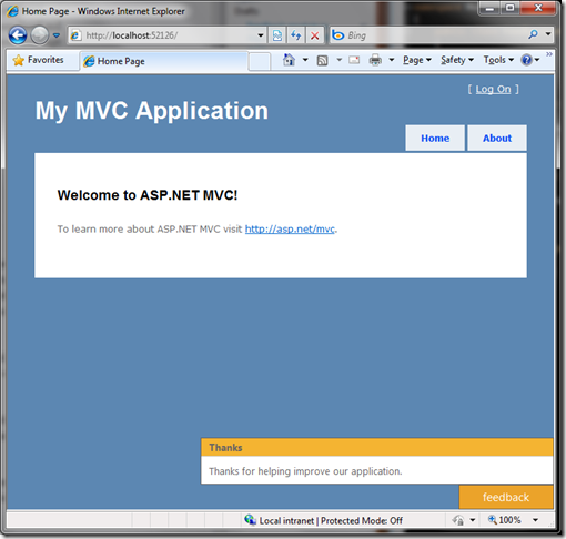 Ramblings of a developer: Feedback module like MSDN in Asp.net MVC